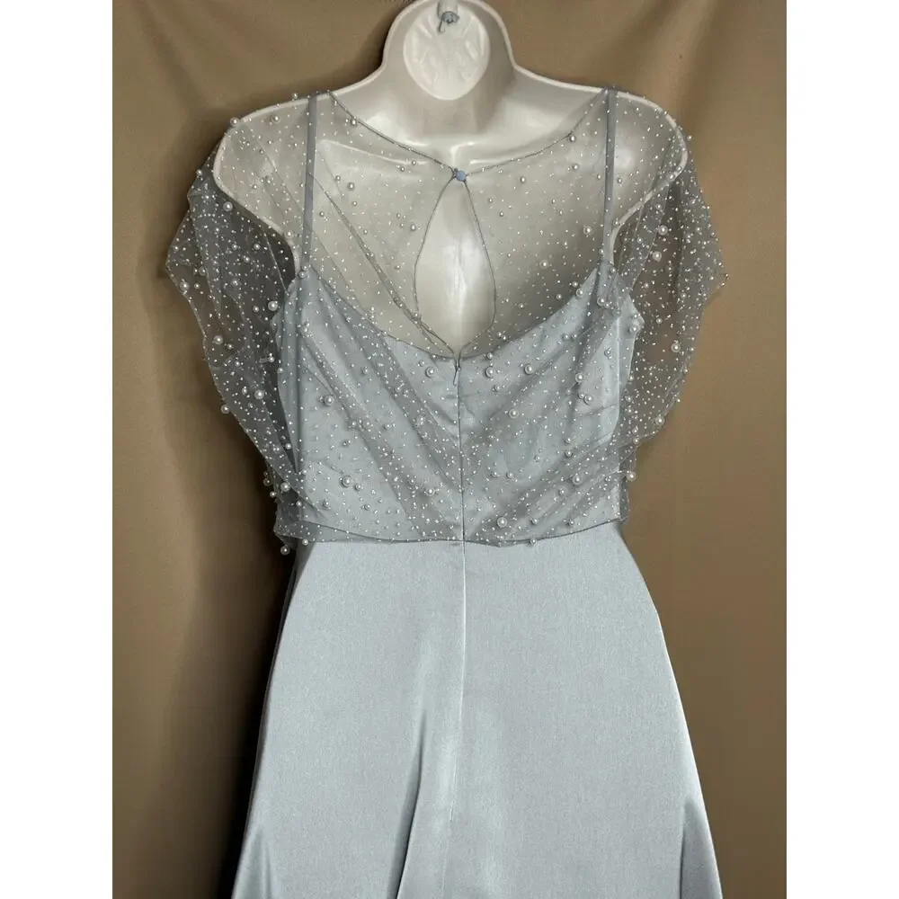 Theia | Dresses | Theia Gray Pearl Lori Glimmer Satin Dress 4 Nwt ...